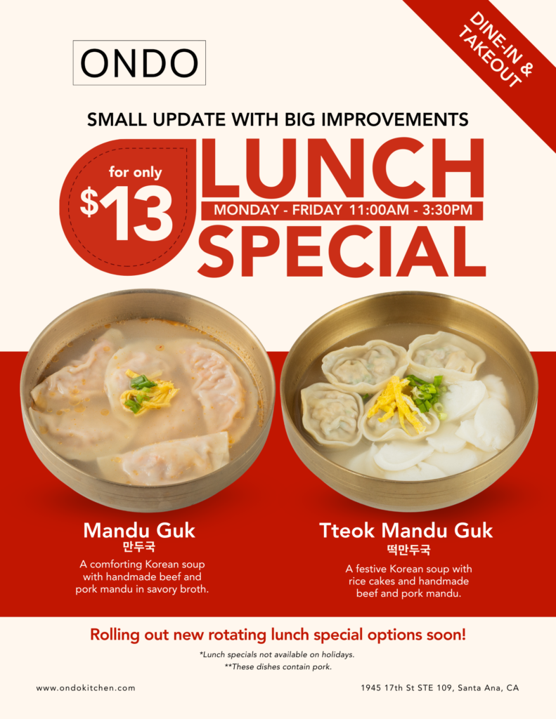 ONDO Promos Santa Ana | ONDO Korean Tofu & Pot Rice